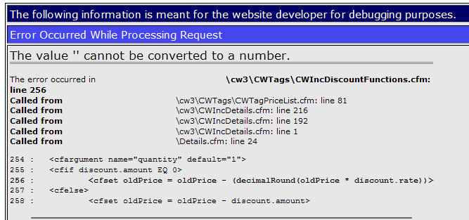 The value '' cannot be converted to a number. | Cartweaver ...